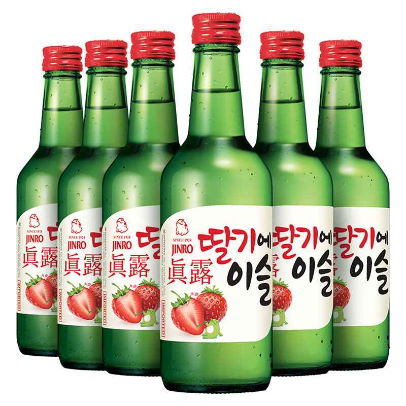 （只送北京）真露韩国进口草莓味烧酒13度360ml*20瓶果酒女生低度微醺清酒整箱