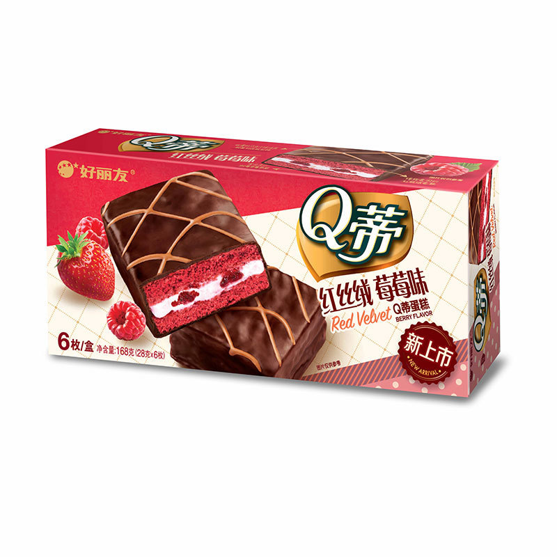 好丽友Q蒂蛋糕红丝绒6枚168g莓莓味单盒