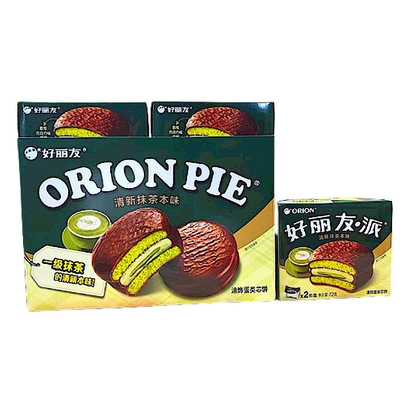 ORION/好丽友涂饰蛋类芯饼2枚派清新抹茶味*12盒
