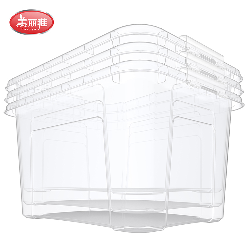 美丽雅 收纳箱 透明塑料整理箱 家用加厚衣物被子玩具储物箱 一个装 大号38L