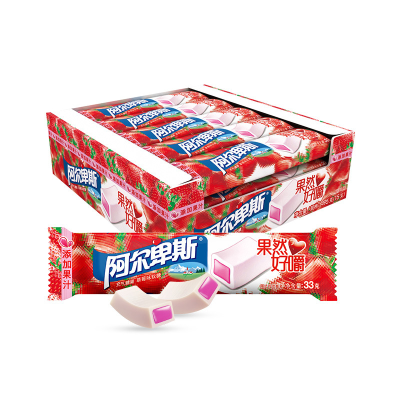 阿尔卑斯果然好嚼充气软糖33g草莓味*15条