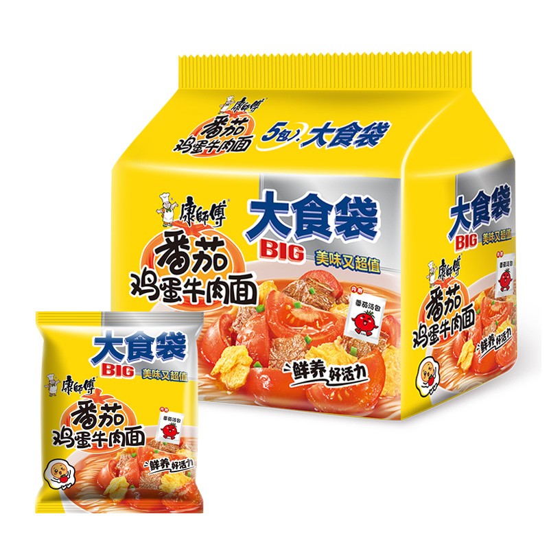 康师傅大食袋番茄鸡蛋面152g*5袋