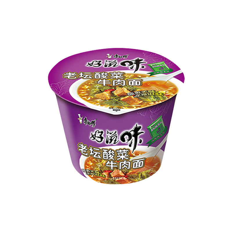 康师傅好滋味桶装酸菜牛肉味112g*12桶