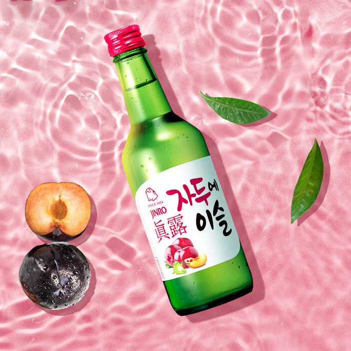 只发广州 韩国真露烧酒李子味利口果味酒13度360ml*20瓶原装进口