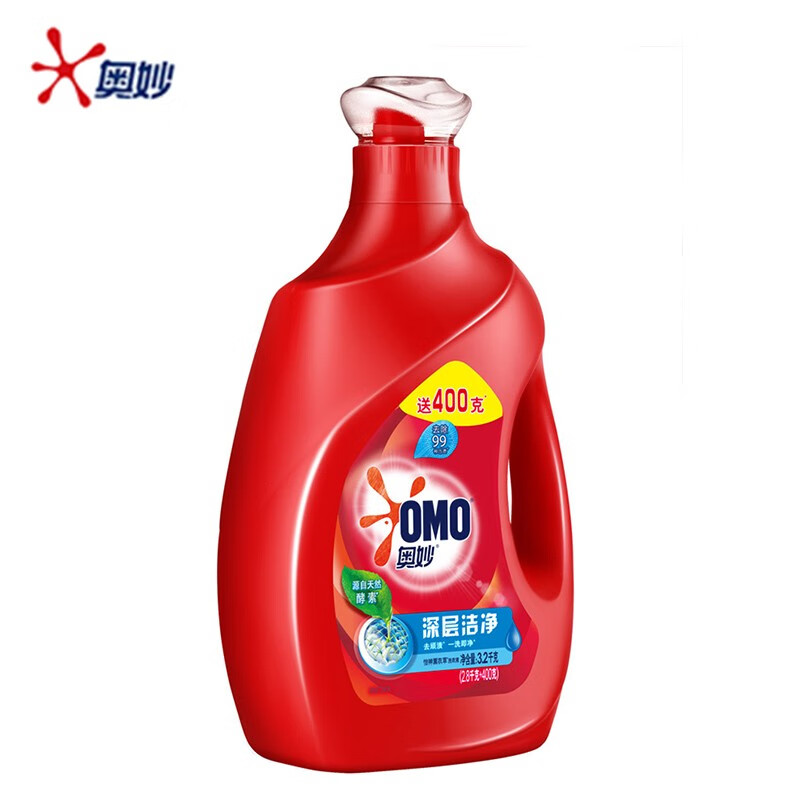 奥妙（OMO）浓缩天然酵素持久留香家庭必备洗衣液 深层洁净3.2kg(2.8kg+400g)