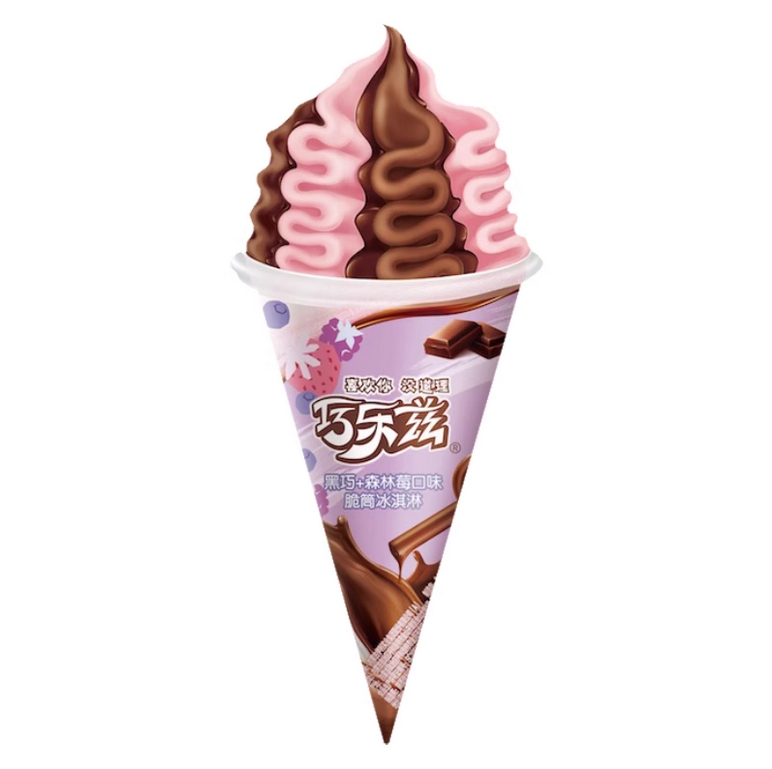 伊利巧乐兹（黑巧+森林莓）口味脆筒冰淇淋85g*16整箱