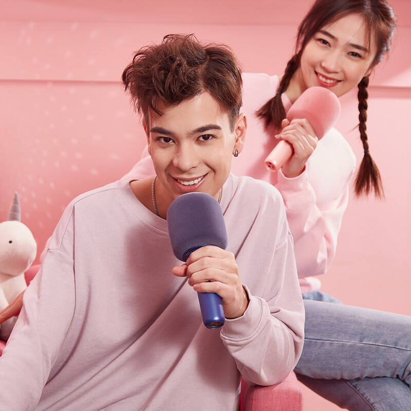 悦米无线麦克风2悦耳音效小平米适用蓝牙音响话筒唱放一体 F005【不支持电视】派对蓝