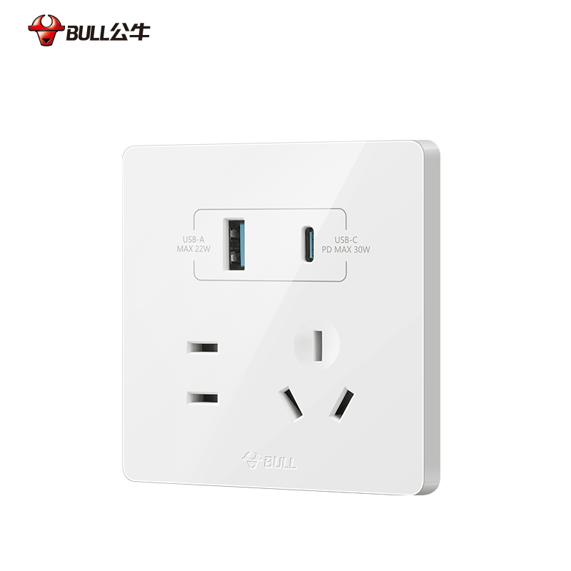 公牛（BULL）开关插座G12系列五孔插座带USB+Type-C30w快充86型G12E537