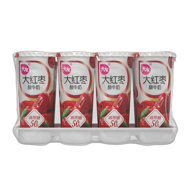 天友减蔗糖大红枣酸牛奶160g*8