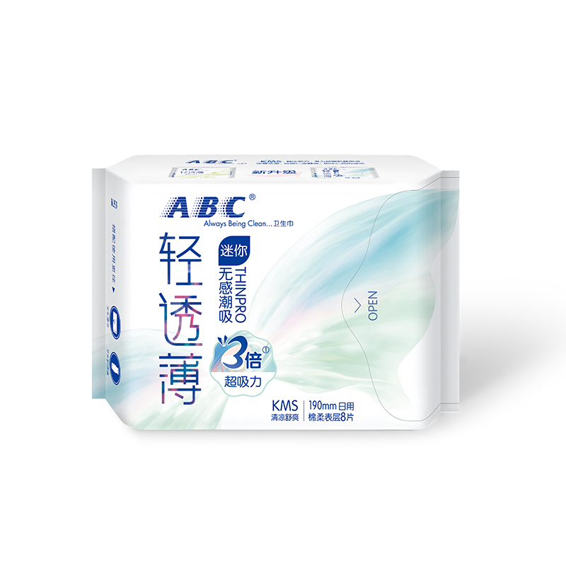 ABC迷你卫生巾轻透薄190mm*8片/包（K53）