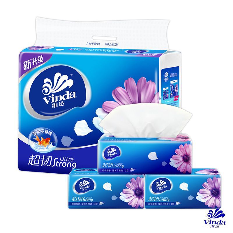 Vinda/维达V2239超韧S码抽纸3层130抽*6包单提