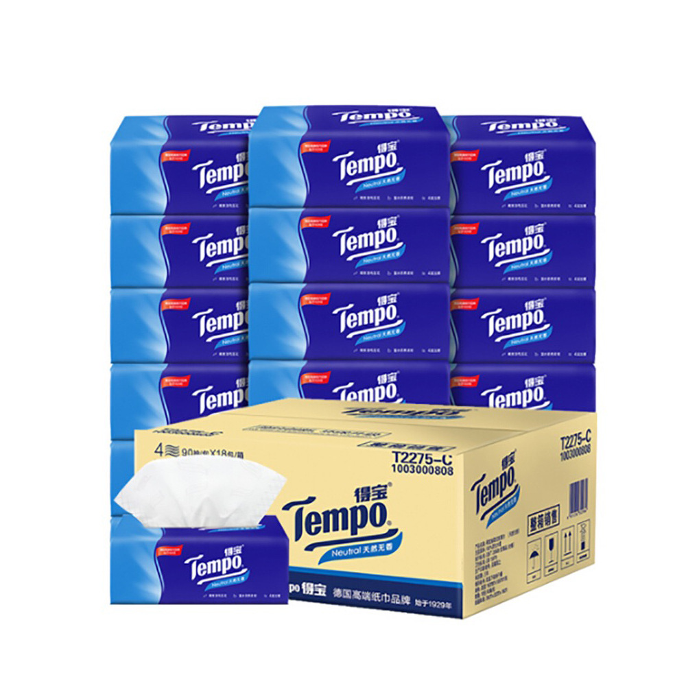 Tempo/得宝T2275-C抽取式面巾纸4层90抽天然无香*18包