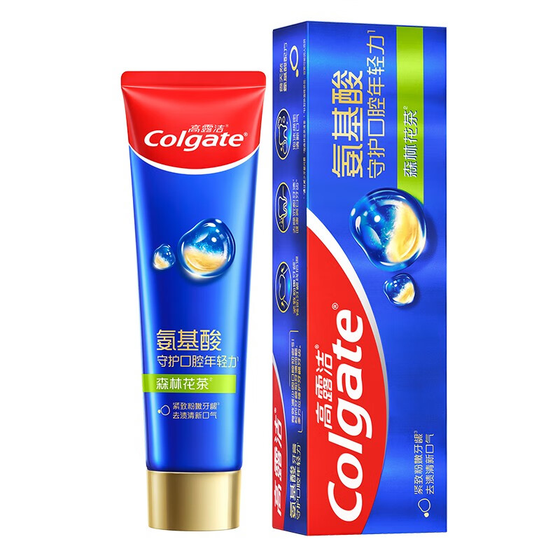高露洁（Colgate）牙膏清新口气防蛀减轻牙渍含氟牙膏氨基酸牙膏成人牙龈护理 氨基酸牙膏森林花茶味120g 1支
