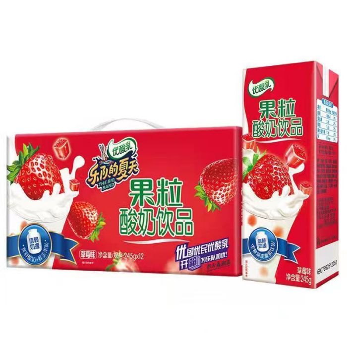 1*12*245g康美包优酸乳果粒酸奶饮品草莓味