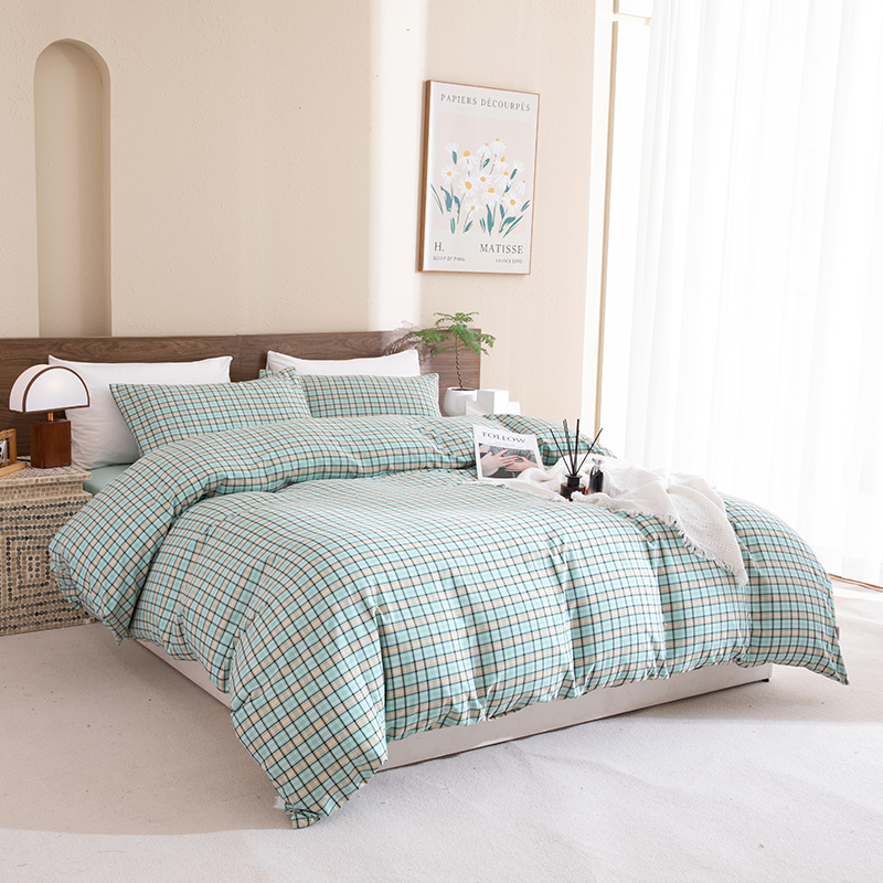 无印臻品磨毛四件套-慢调时光MUJI-TJ23-01 绿色 2.0*2.3m