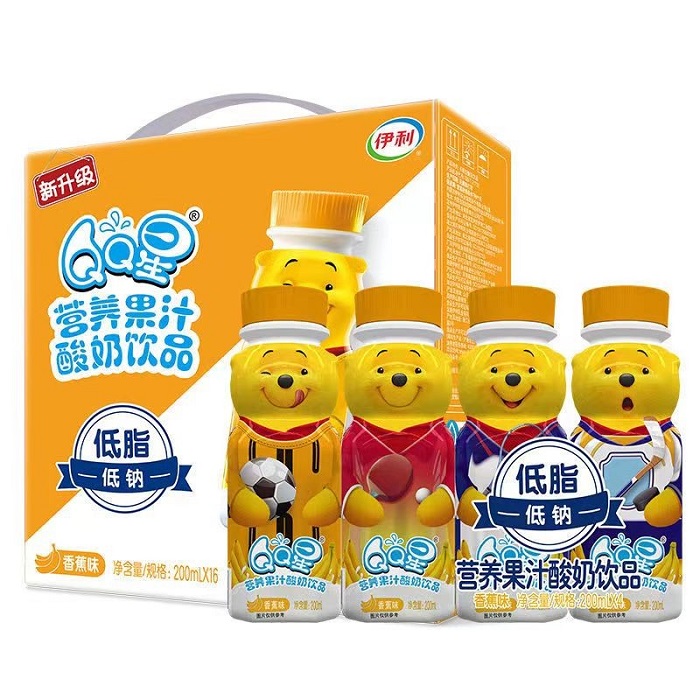 伊利 QQ星营养果汁酸奶饮品香蕉味200ml*16