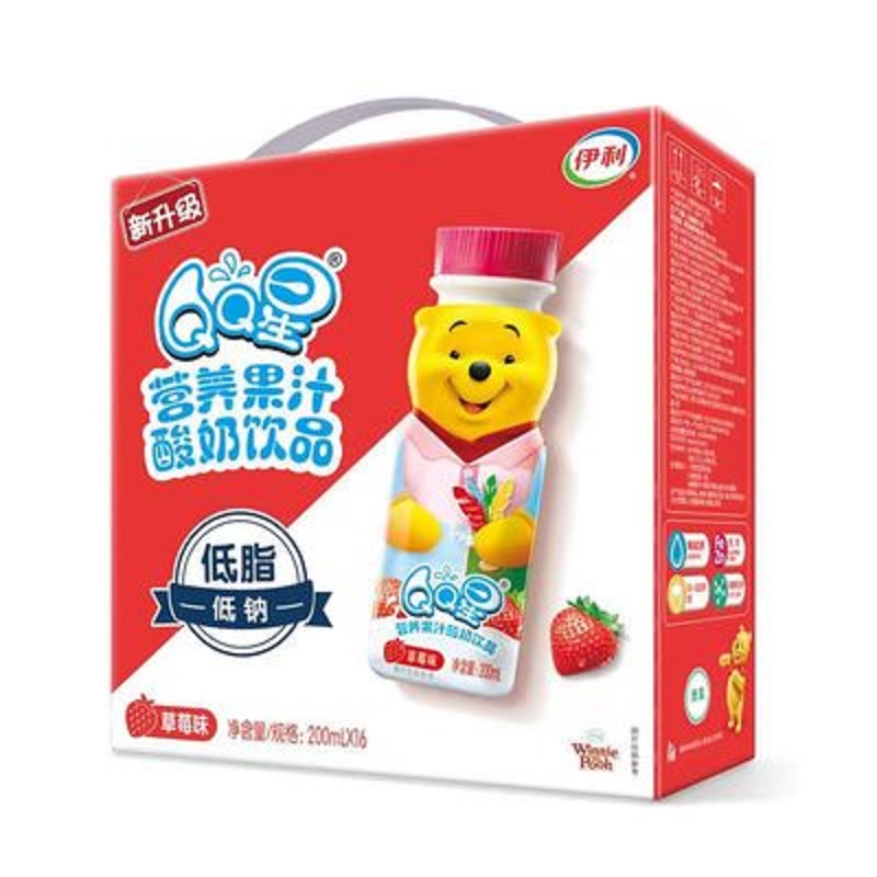 伊利QQ星营养果汁酸奶(草莓)200ml×16
