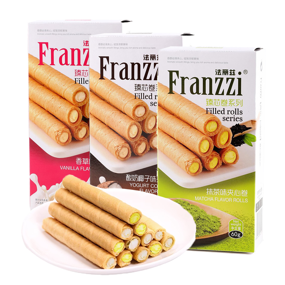 Franzzi/法丽兹夹心蛋卷饼干三种口味随心选60g休闲零食小吃