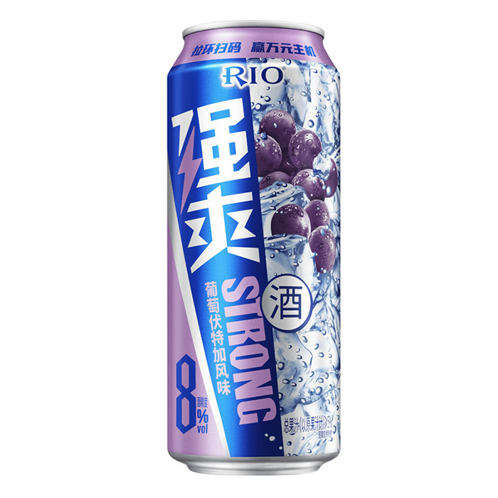 rio锐澳 强爽8度葡萄伏特加味气泡鸡尾酒 500ml/罐