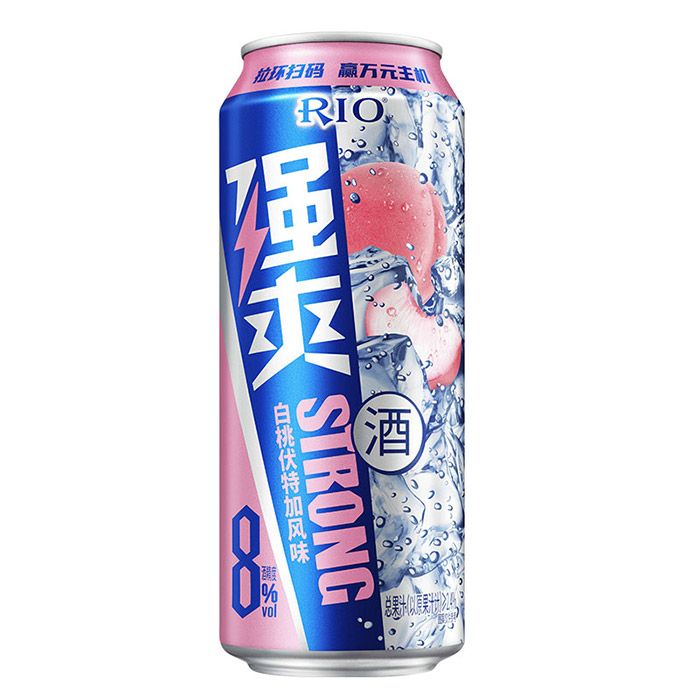 rio锐澳 强爽8度白桃伏特加味鸡尾酒 500ml/罐