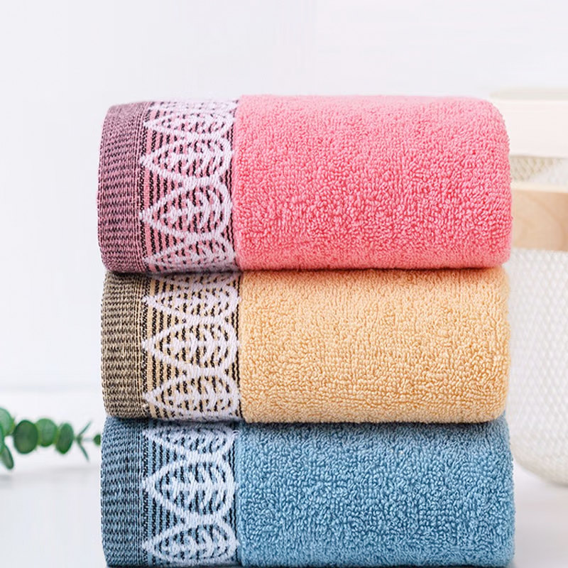 哇益库 10154纯棉毛巾纯色小树叶柔软吸水洗脸巾单条 颜色随机