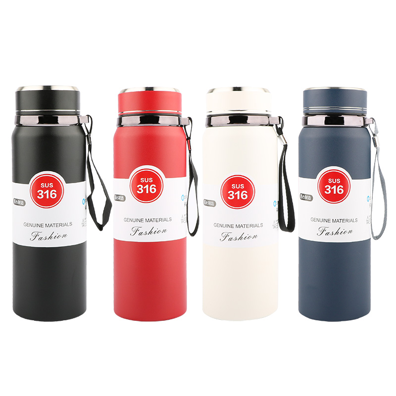 316不锈钢保温杯提绳保温壶水杯800ml颜色随机单个