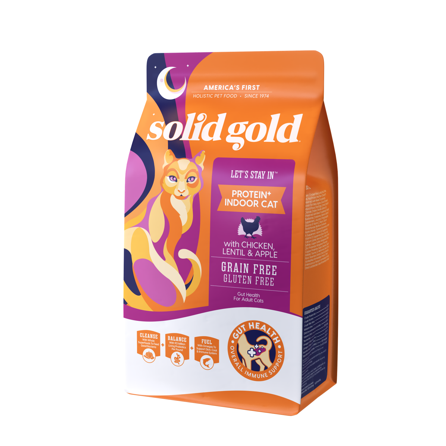 SolidGold素力高含鸡肉、苹果＆小扁豆配方（鲜肉鸡）猫粮12磅