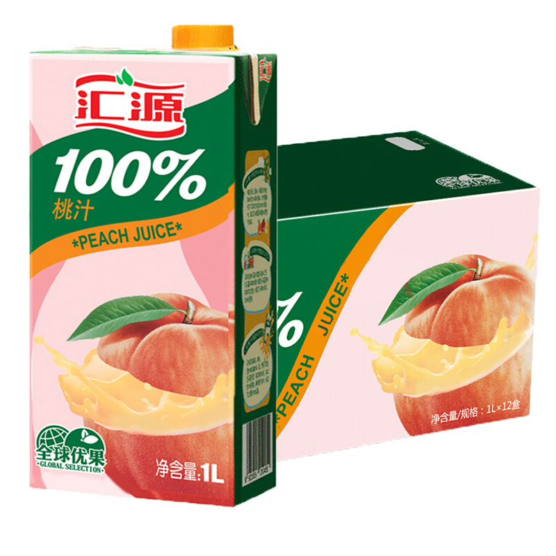 汇源100%桃汁1L*12盒