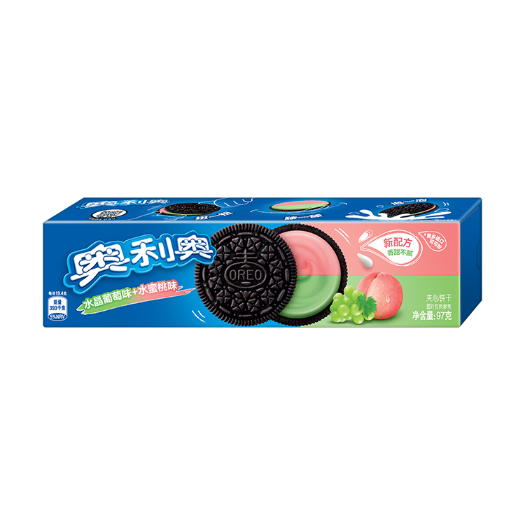 【4盒起订】奥利奥缤纷双果味夹心饼干水晶葡萄味+水蜜桃味97g