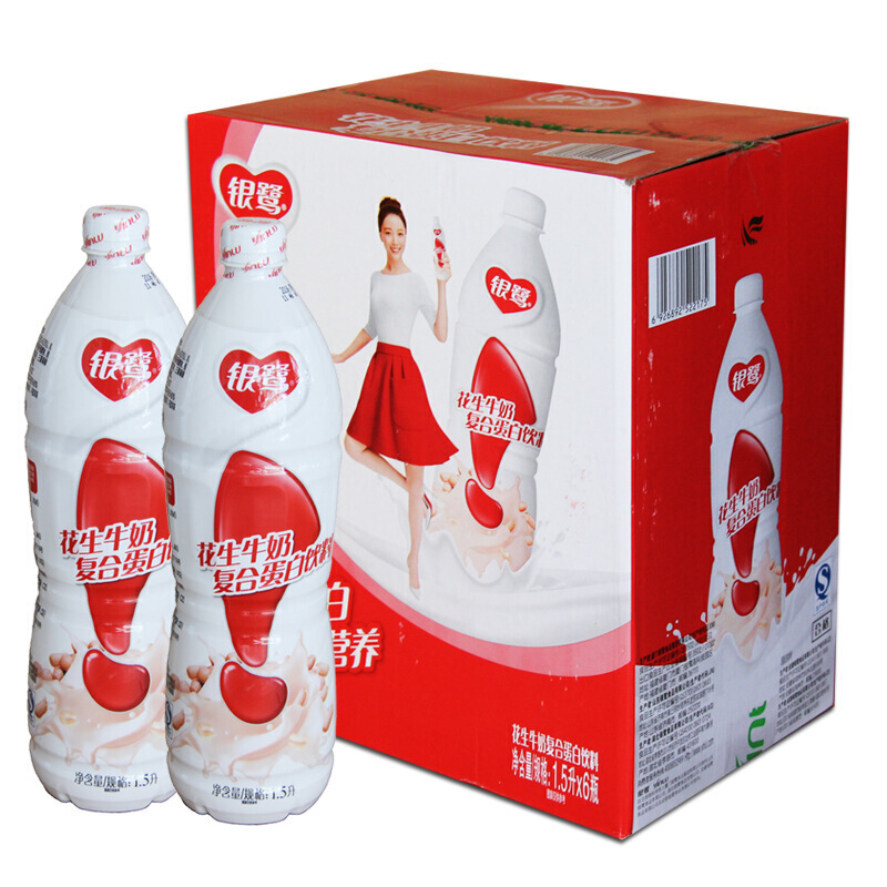 【仅供上海，店铺600元包邮】银鹭花生牛奶1.5L*6瓶