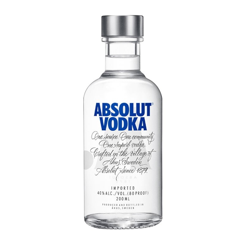 WHJK 绝对伏特加（Absolut Vodka）原味 烈酒 鸡尾酒基酒 40度 200ml 瑞典进口洋酒