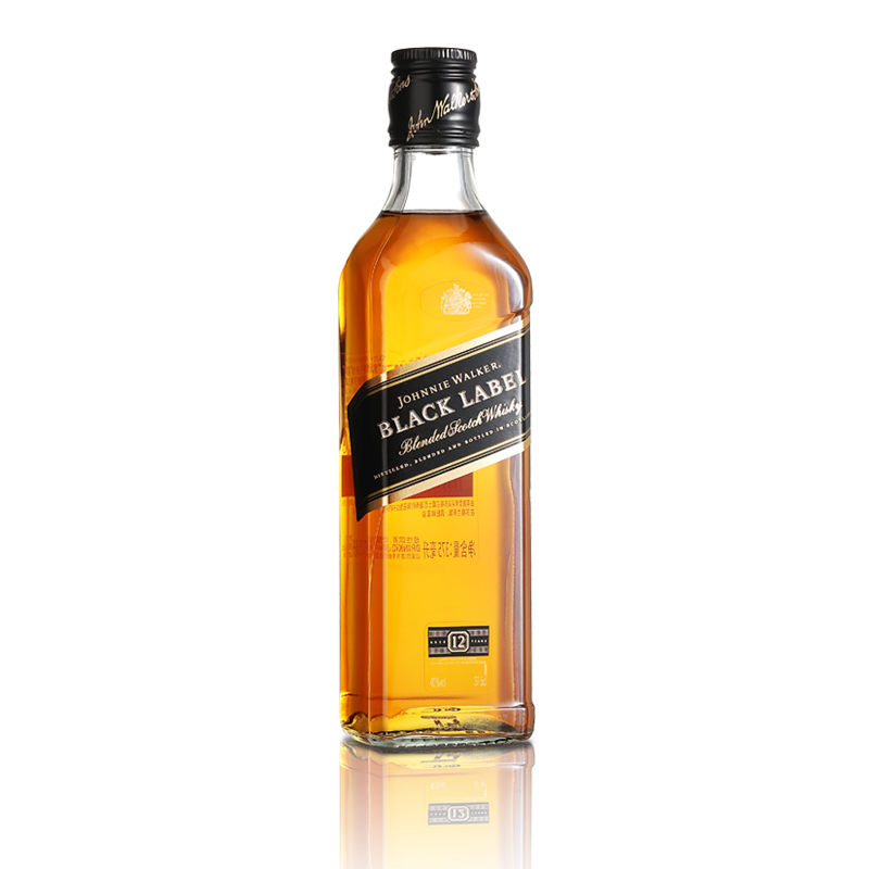 WHJK尊尼获加（Johnnie Walker）黑牌/黑方苏格兰调和型 威士忌 洋酒 375ml 英国进口洋酒