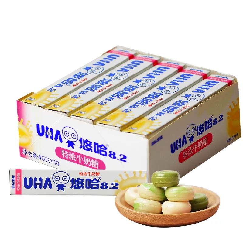 UHA/悠哈特浓牛奶糖草莓味40g*10条/整盒多口味可选【整箱8盒】