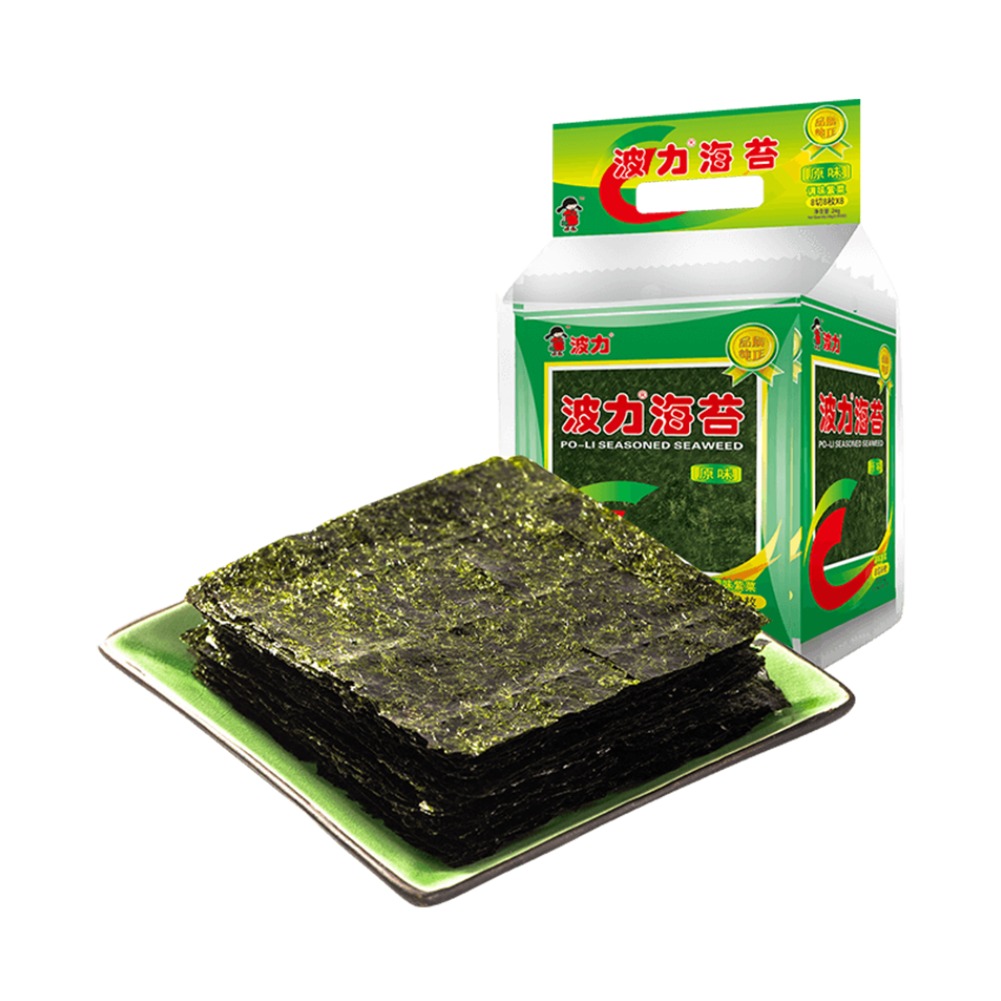 波力海苔24g（8切8枚）即食烤紫菜脆片休闲零食小吃【整箱12包】