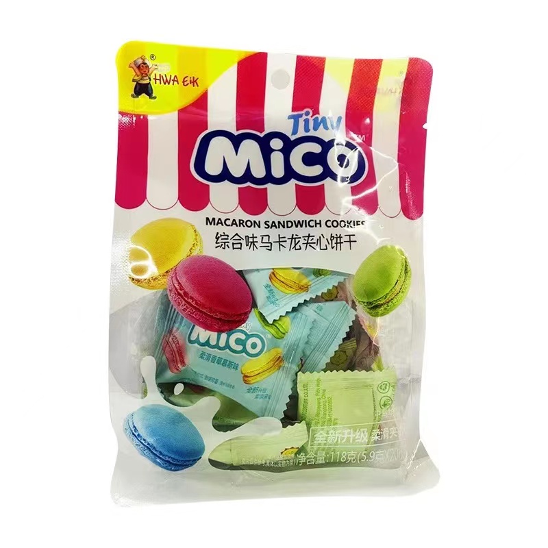 Tiny Mico马来西亚进口迷你奥利奥/马卡龙夹心饼干118g混合口味装【整箱24袋】