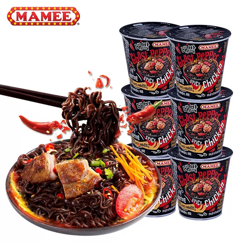 MAMEE/妈咪牌马来西亚进口抖音网红同款鬼椒干拌面80g单杯【整箱24杯】