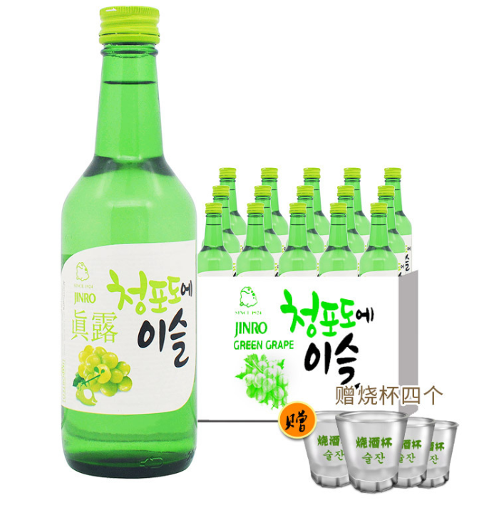 WHJK韩国进口真露烧酒清酒葡萄李子草莓味#微醺低度果味酒360ml*20瓶整箱