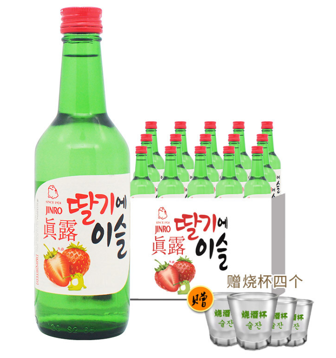 WHJK韩国进口真露烧酒清酒葡萄李子草莓味#微醺低度果味酒360ml*20瓶整箱