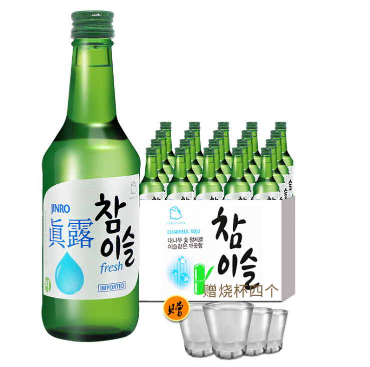 WHJK韩国进口真露烧酒清酒葡萄李子草莓味#微醺低度果味酒360ml*20瓶整箱