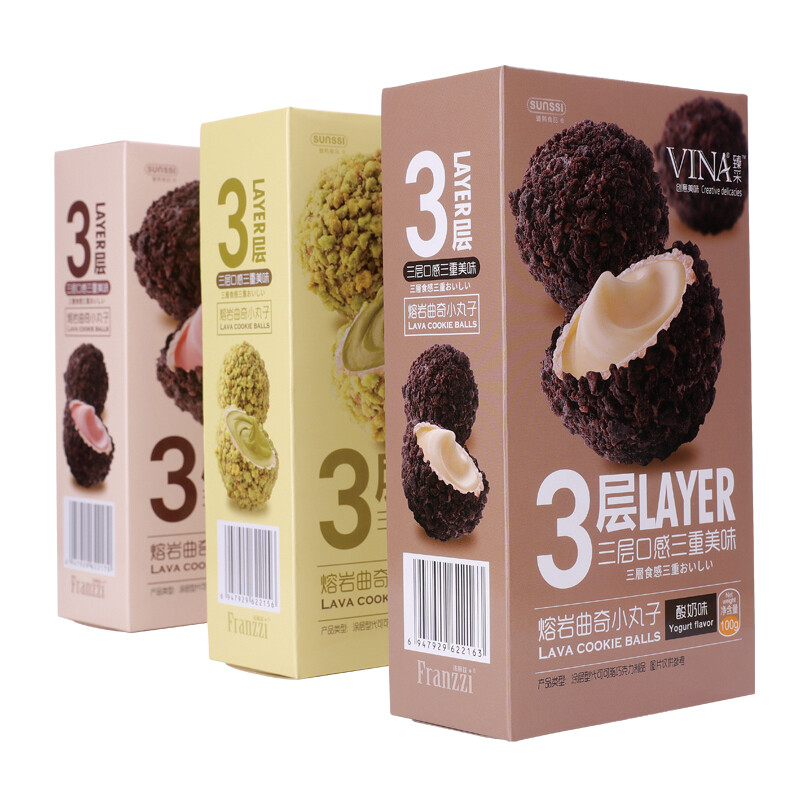 WHJK法丽兹臻采熔岩曲奇小丸子抹茶味/酸奶味/草莓味-100g/盒