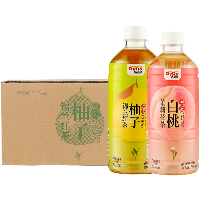 WHJK达亦多柚子红茶白桃茉莉花茶饮料500ml整箱低卡0脂夏季饮品多口味多规格可选