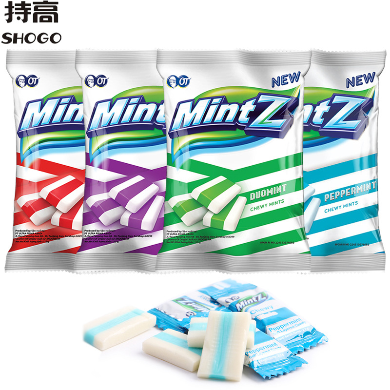 印尼进口mintz明茨薄荷软糖115g口气清新果汁薄荷糖果休闲零食品