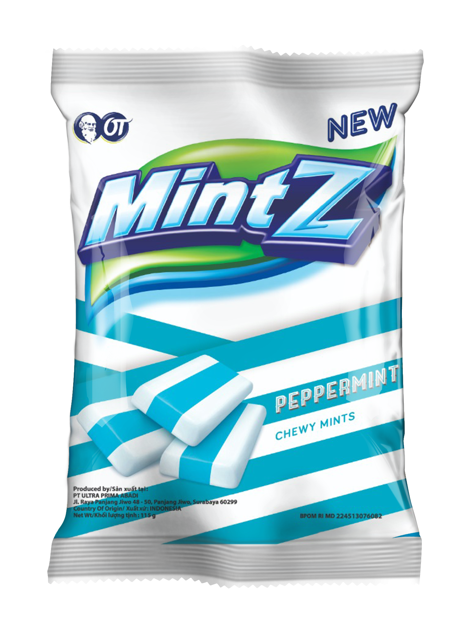 印尼进口mintz明茨薄荷软糖115g口气清新果汁薄荷糖果休闲零食品