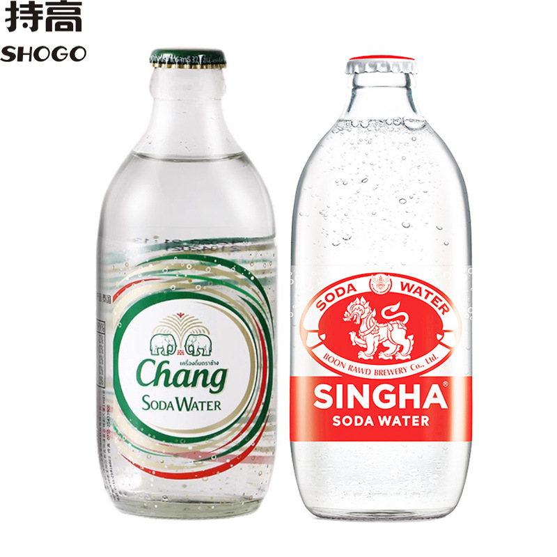 泰国进口 SINGHA伟狮苏打水325ml*24瓶 无糖碱性气泡水饮料玻璃瓶