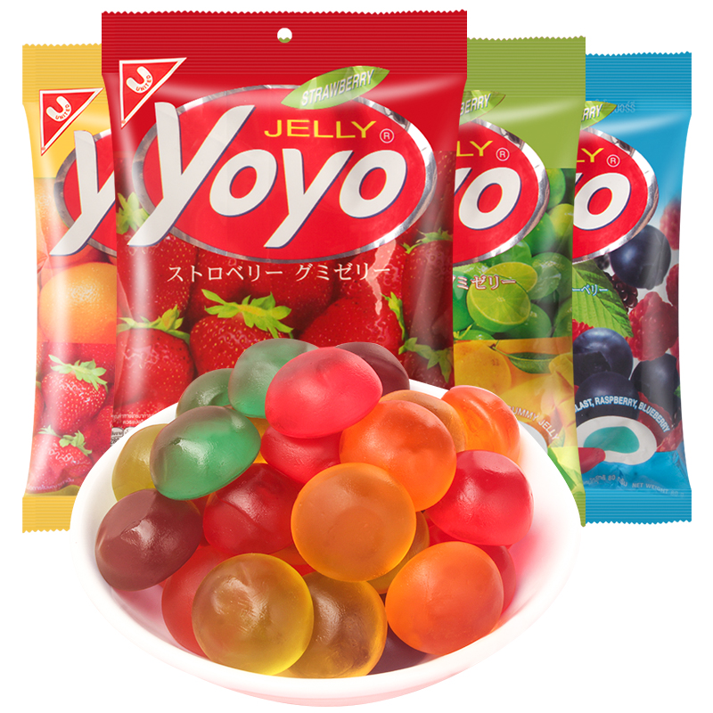 泰国进口YOYO水果果汁软糖80g儿童休闲零食qq糖橡皮糖果批发