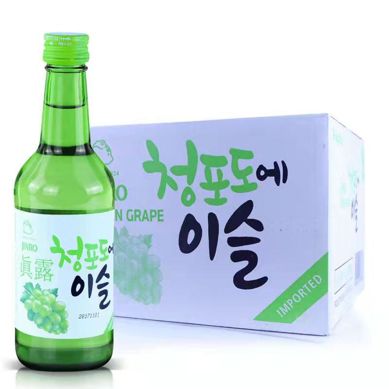 真露 韩国进口 果味烧酒13°青葡萄味 360ml*20瓶 整箱装 微醺果味酒