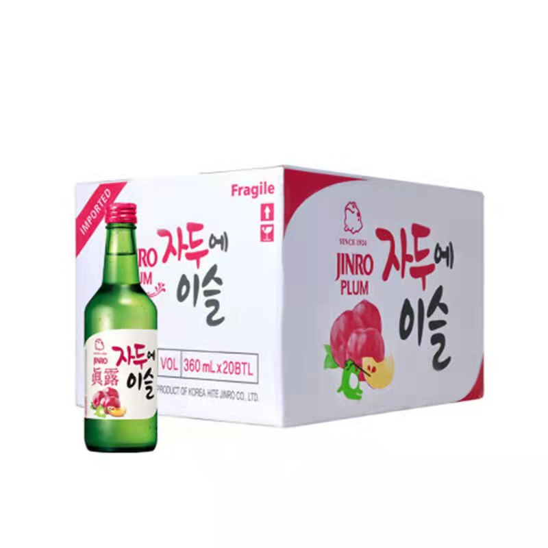 真露 韩国进口 果味烧酒13°李子味 360ml*20瓶 整箱装 微醺果味酒