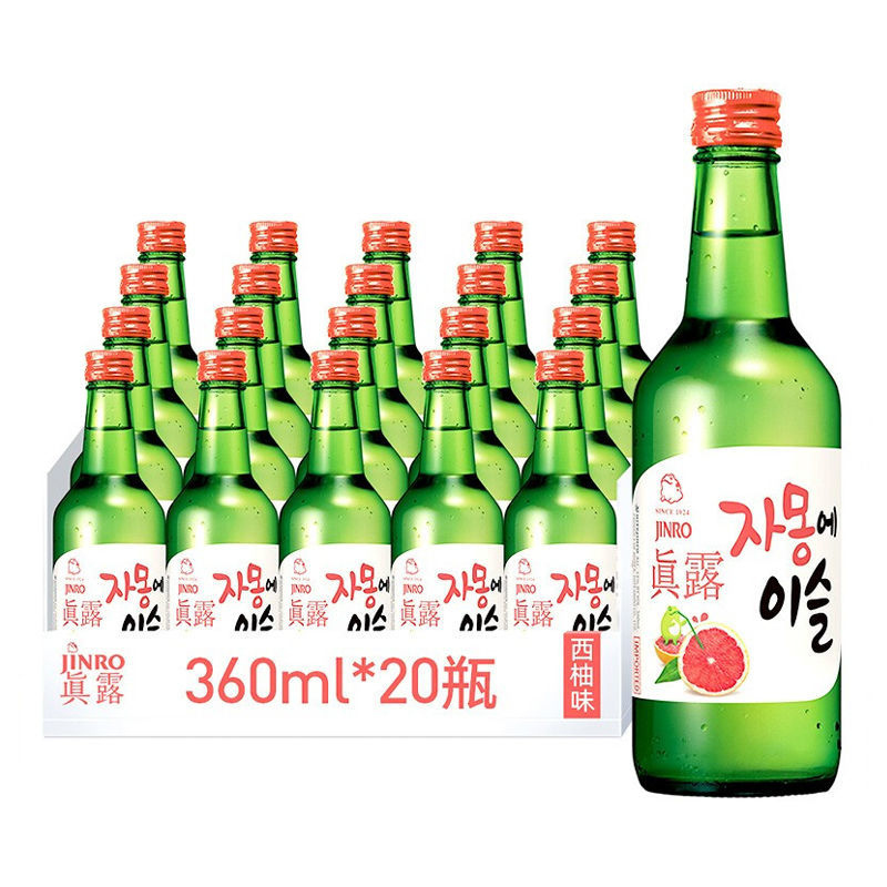 真露 韩国进口 果味烧酒13°西柚味 360ml*20瓶 整箱装 微醺果味酒